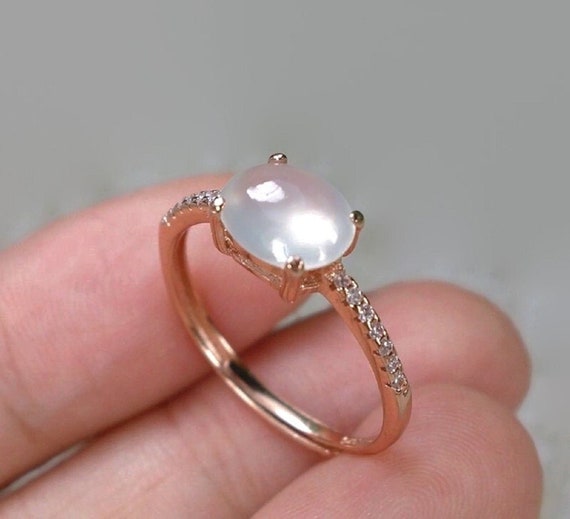 Translucent Jade Ring Icy Jadeite Jade Certified Rose Gilded - Etsy