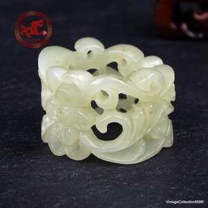 Old Chinese White Hetian Jade Ring US 13.5, Archer Hetian Jade Ring ...