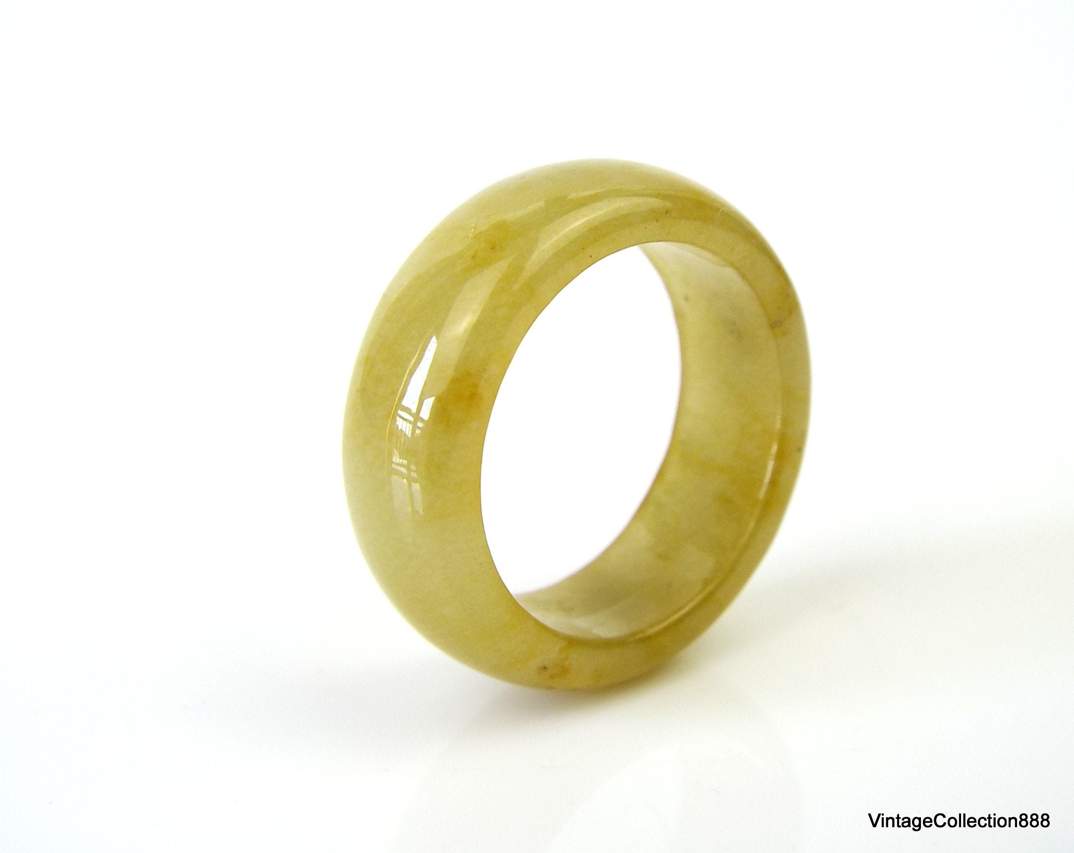 Yellow Jade Ring US 6.75 17.1mm natural Jadeite Ring honey | Etsy