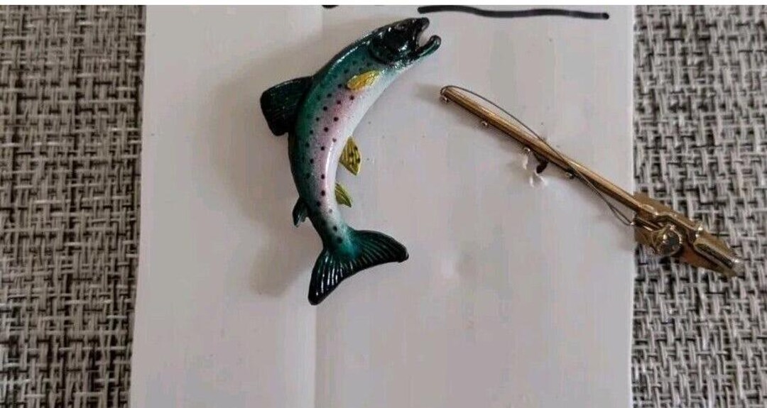 Rainbow Trout Tie Tack and Fishing Rod Tie Clip Sportsman Fisherman - Etsy