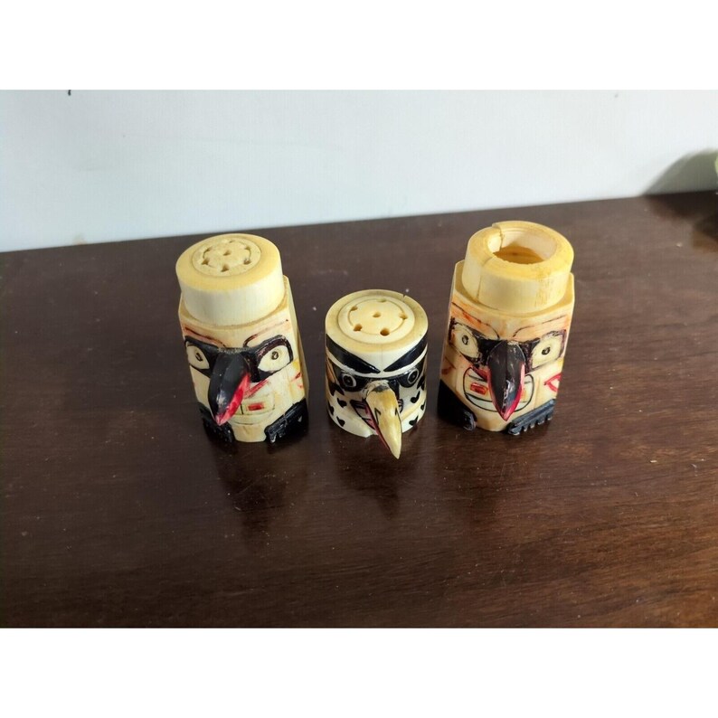 Vtg RARE Carved Totem Pole Salt & Pepper Shakers READ CDN Aboriginal ...