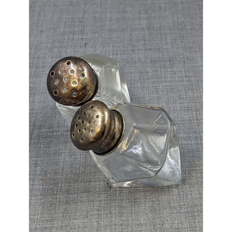 Vintage Heavy Glass Odd Geometric Shape Triangle Salt and Pepper Shaker ...
