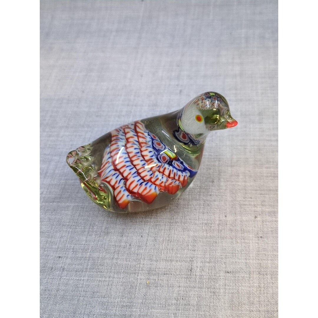 Vintage Hand Blown Millefiori Glass Bird Figurine Paperweight - Etsy