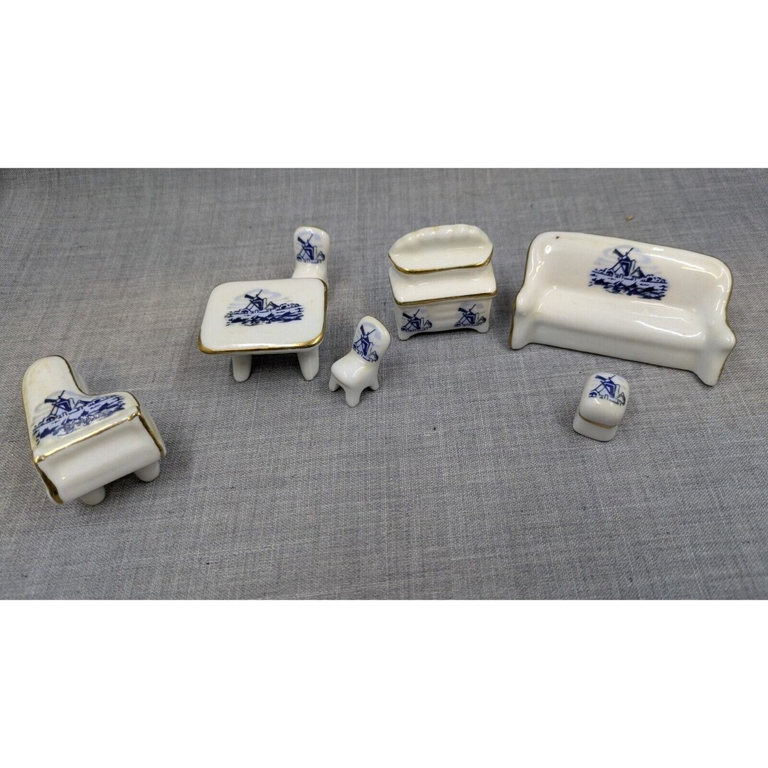 Delph Blue Figurine Holland Dutch Porcelain Lot of Seven Household ...