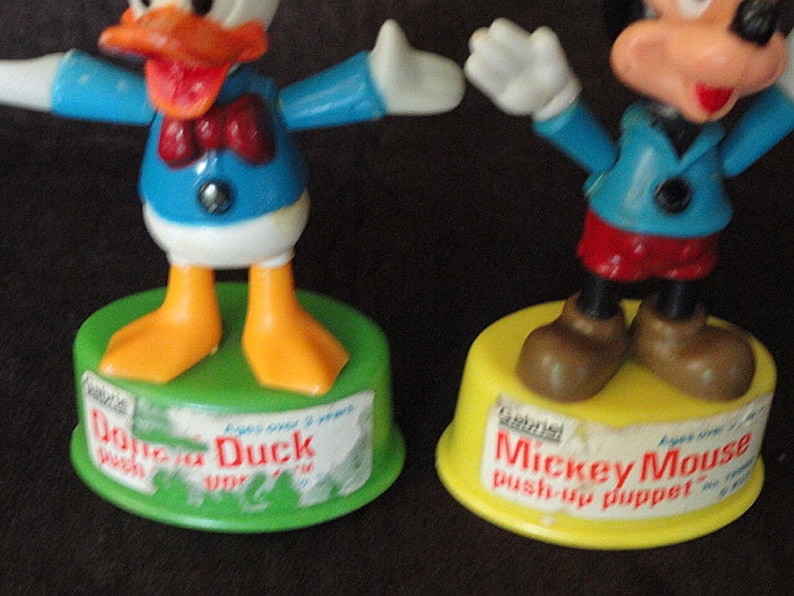 Disney Mickey Mouse & Donald Duck Push up Puppets Set, Vintage ...