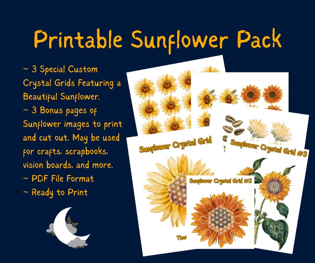Printable Sunflower Crystal Grid Pack With Bonus Images PDF - Etsy