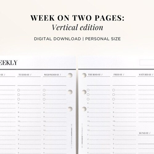 Personal Weekly Planner Printable Week on Two Pages - Etsy