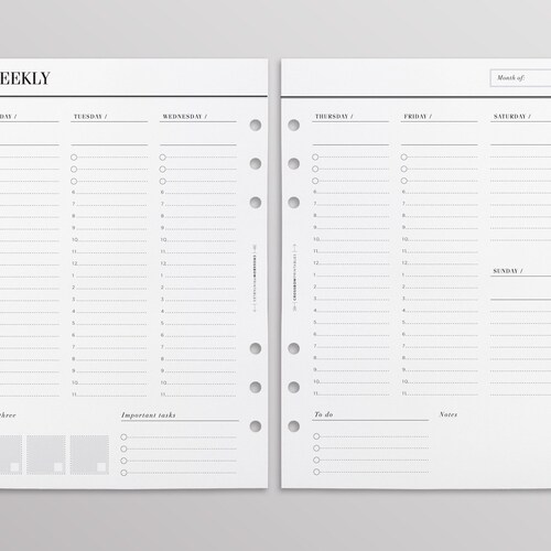 Week on Two Pages Printable Weekly Planner Minimal Weekly - Etsy