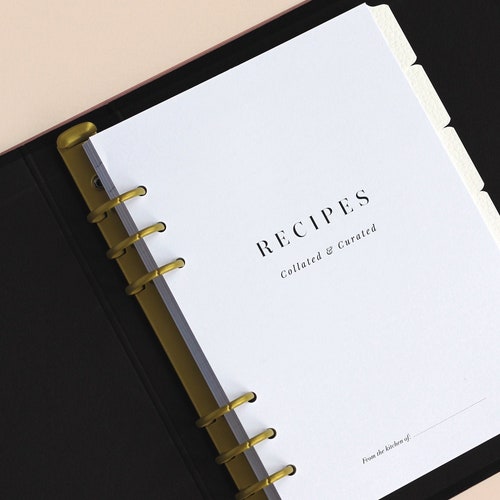 Recipe Inserts A5 Minimal Recipe Binder Refills 82 Pages - Etsy