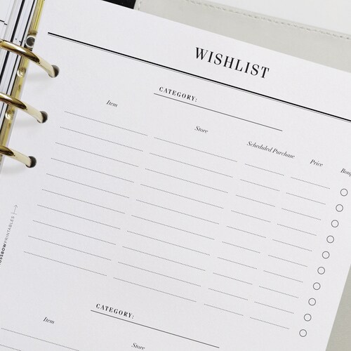 PRINTABLE Wishlist Insert Wishlist Printable Personal Wide | Etsy