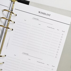 PRINTABLE Wishlist Insert, Wishlist Printable Personal Wide, Wishlist ...