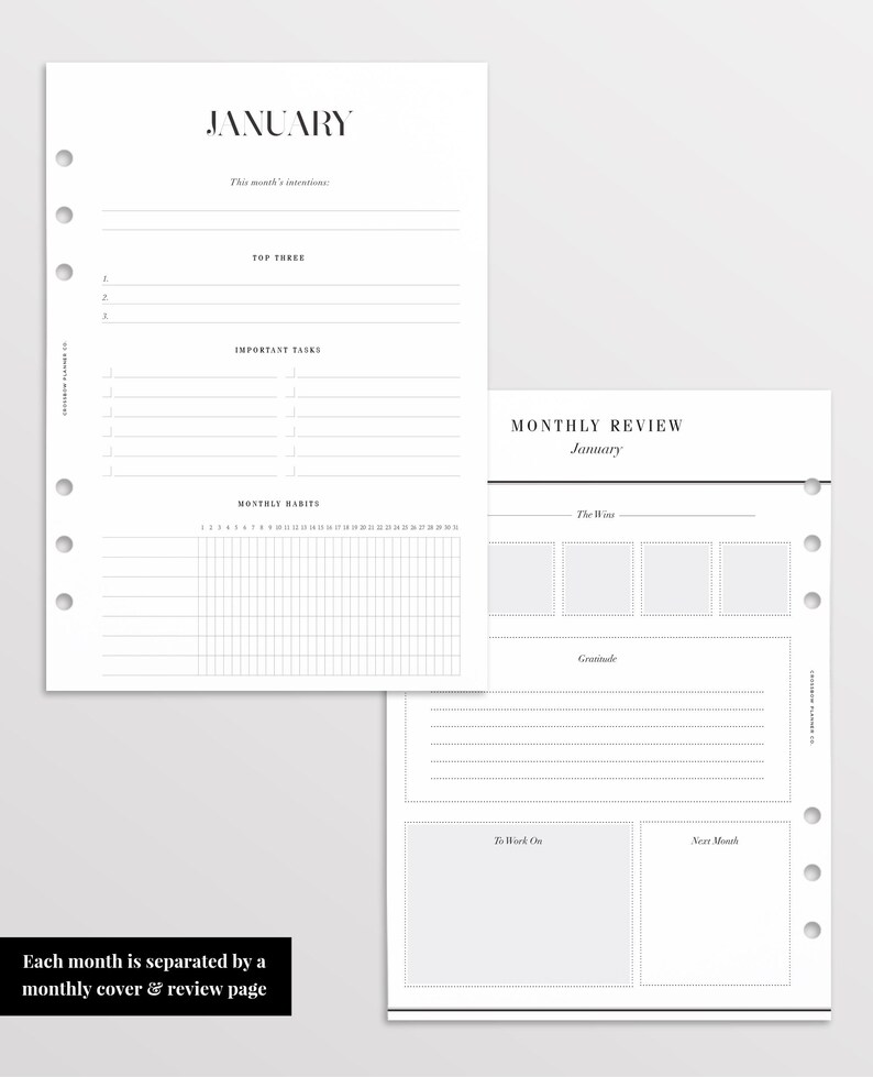2026-2027 Weekly Planner Inserts A5, Printed Refill, Dated Filofax A5 ...