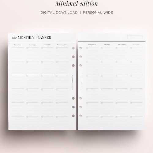 PRINTABLE Personal Wide Monthly Planner Printable Month on - Etsy