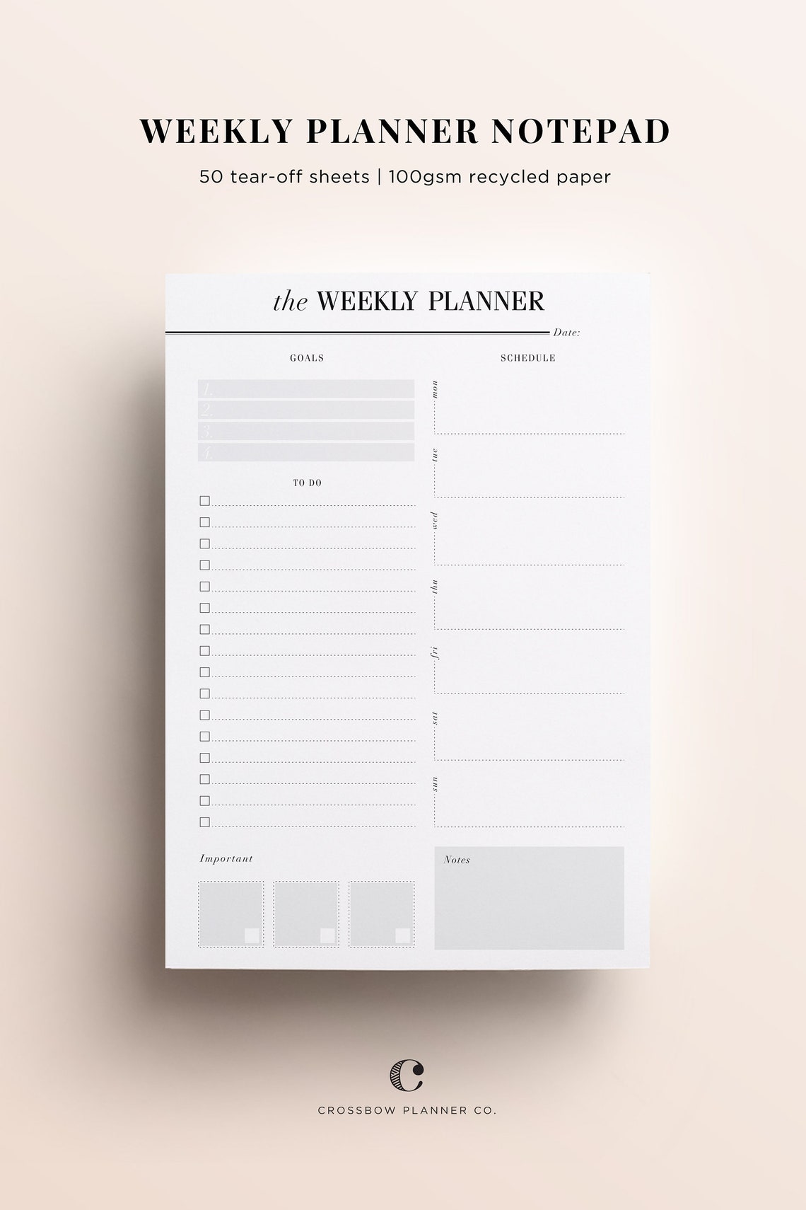 Weekly Planner Notepad / Desk Pad Planner / to Do List Notepad - Etsy