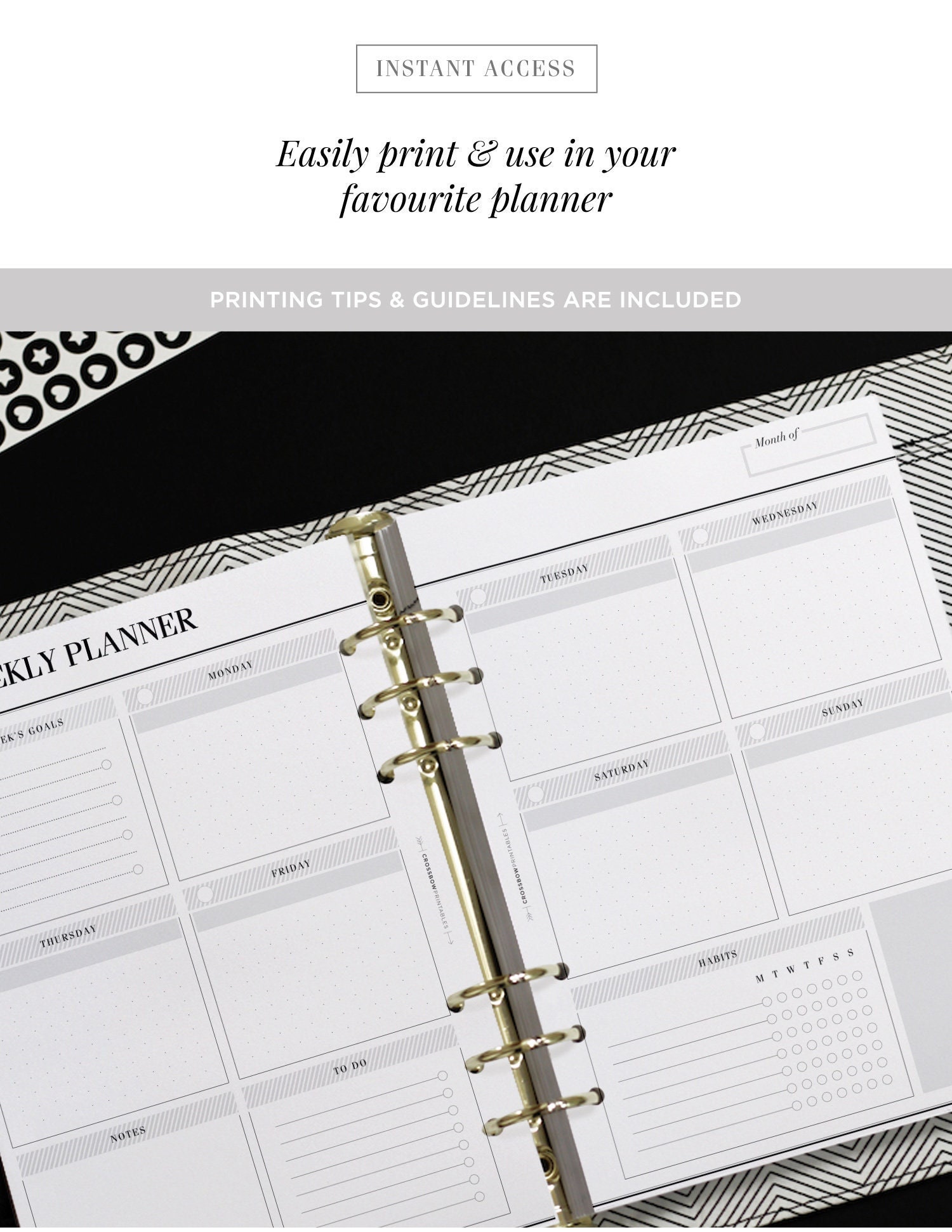 PRINTABLE A5 Week on Two Pages A5 Printable A5 Weekly Insert | Etsy