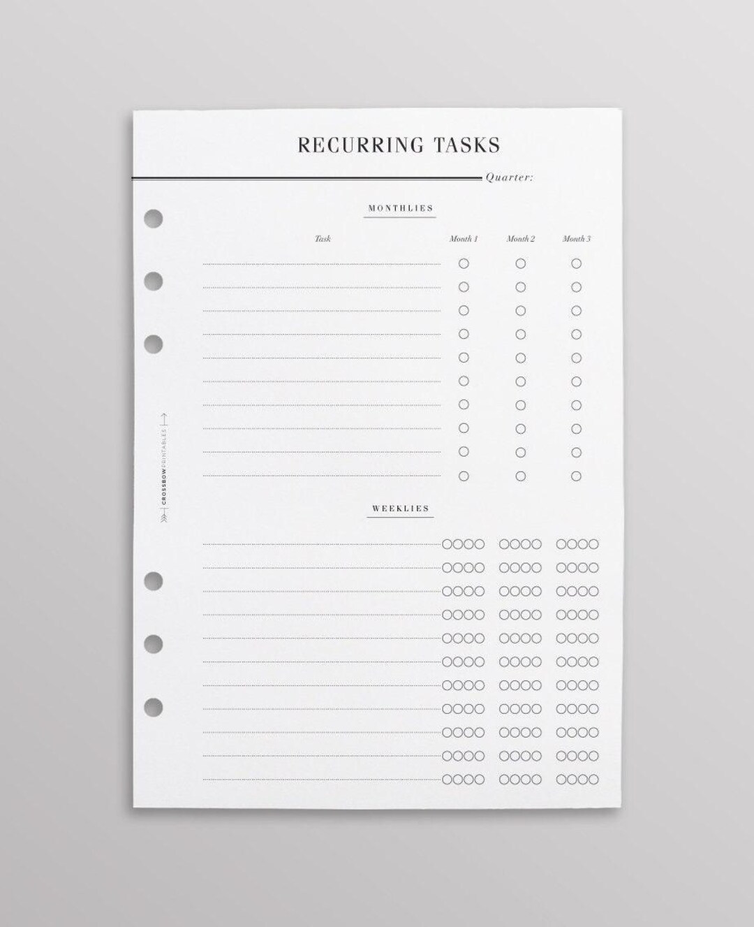 PRINTED Recurring Tasks A5 Size Inserts, Monthly Task Checklist, Weekly ...