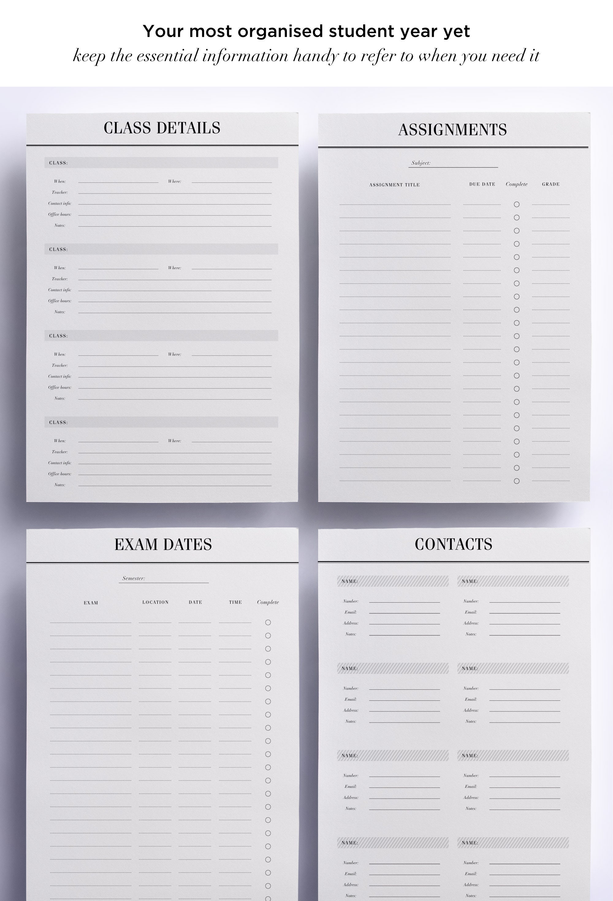 Student Planner Printable College Planner Printable | Etsy