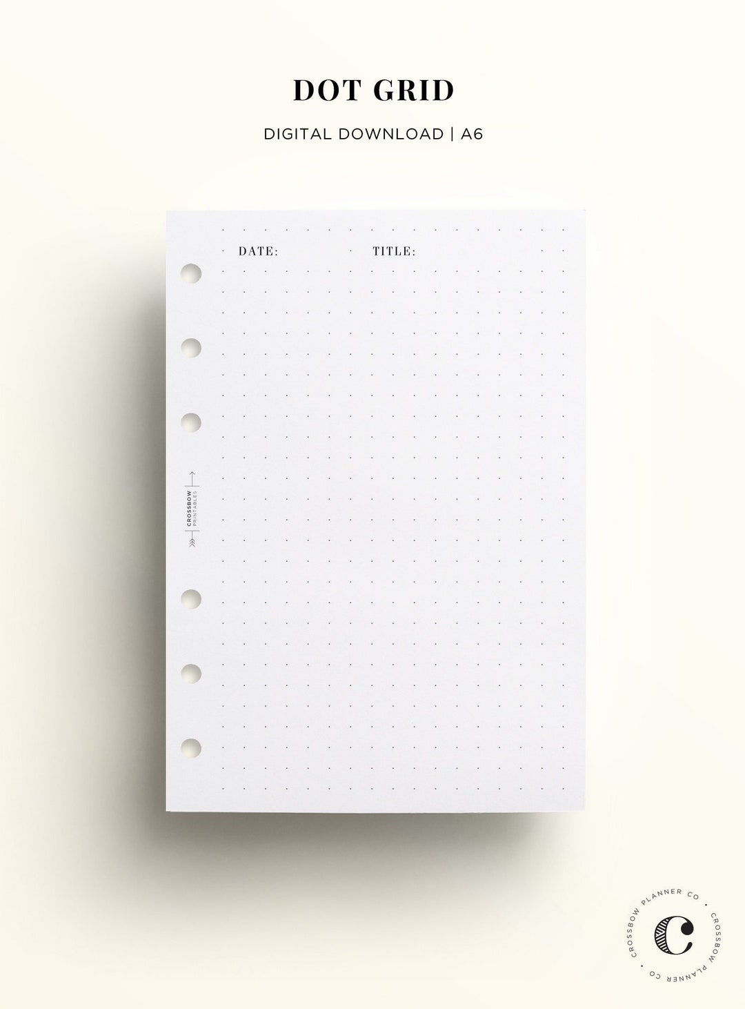 PRINTABLE A6 Dot Grid Printable Insert, Printable A6 6 Ring Inserts ...