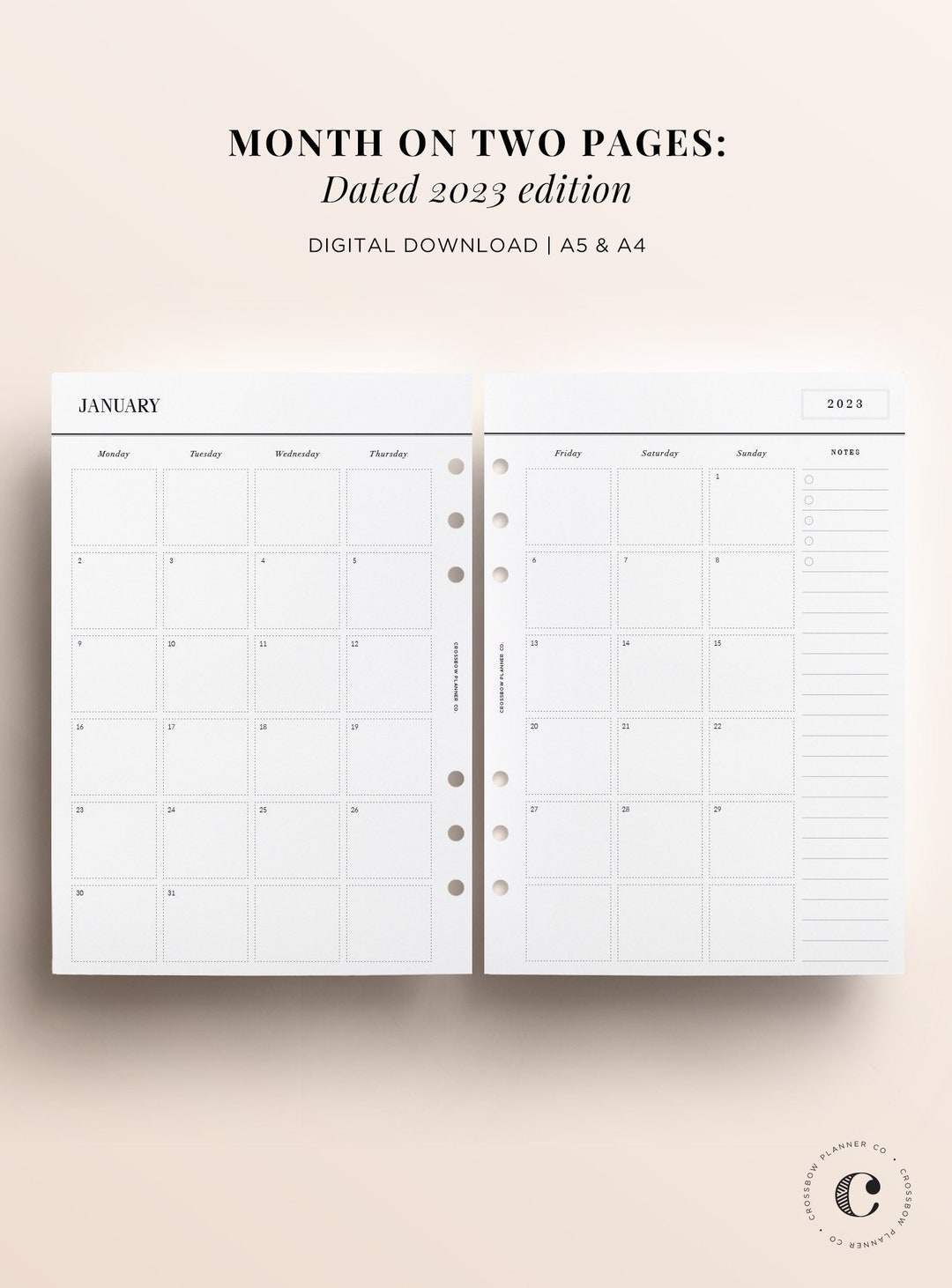 2023 Monthly Planner Printable for Minimal Lovers: Monthly Printable ...