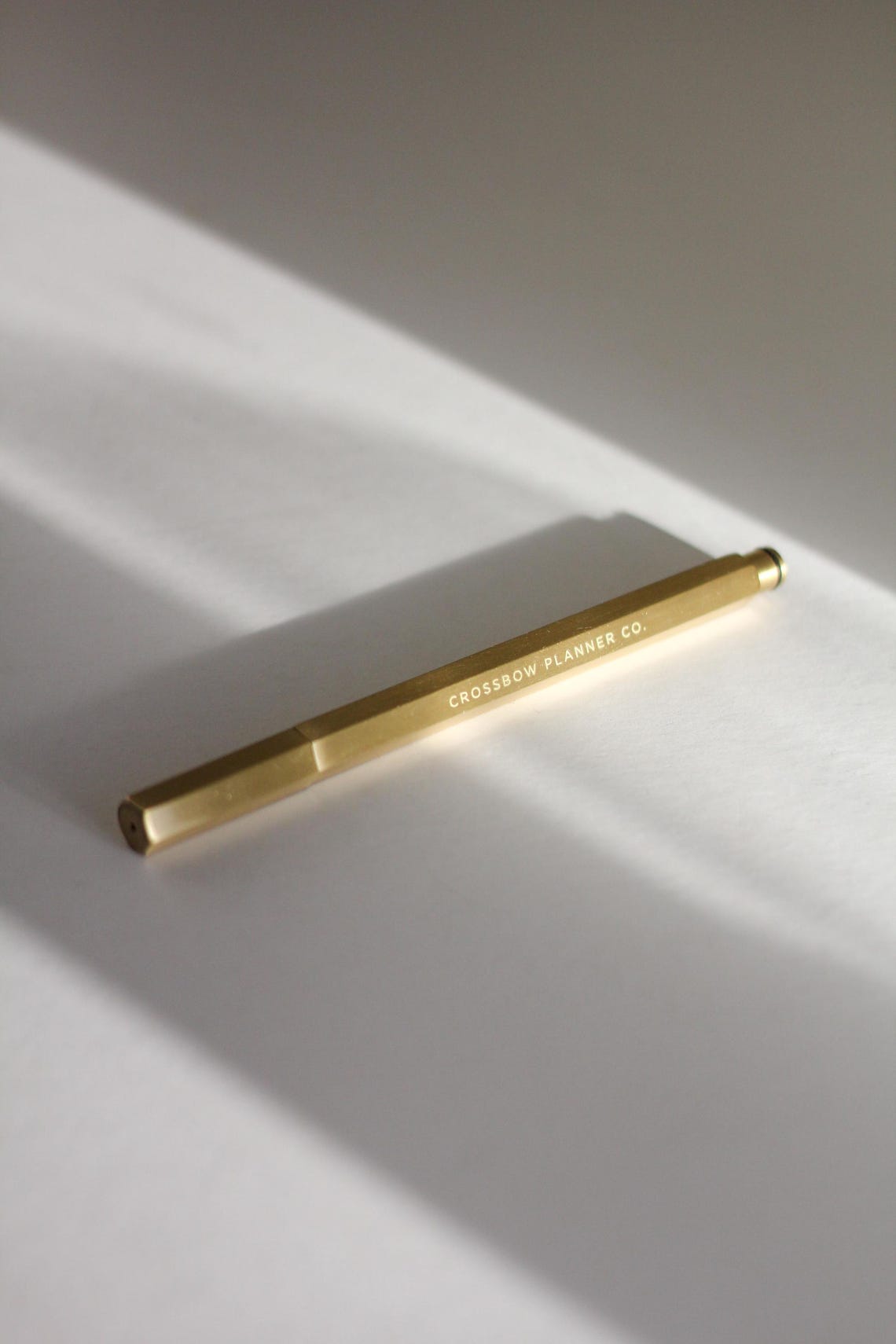 Gold Brass Pen | Refillable Hexagonal Planner Pen With Black Ink ...