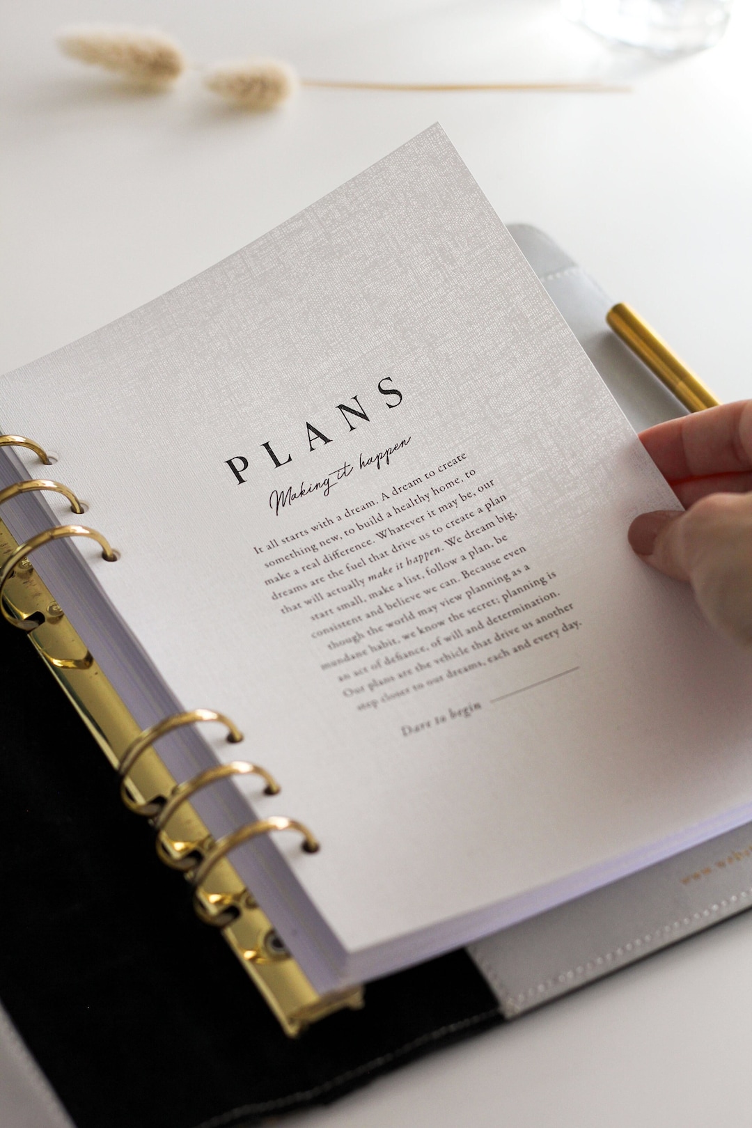 Sheer Linen Planner Dashboard: 'plans' | Luxe Minimal A5 Planner ...