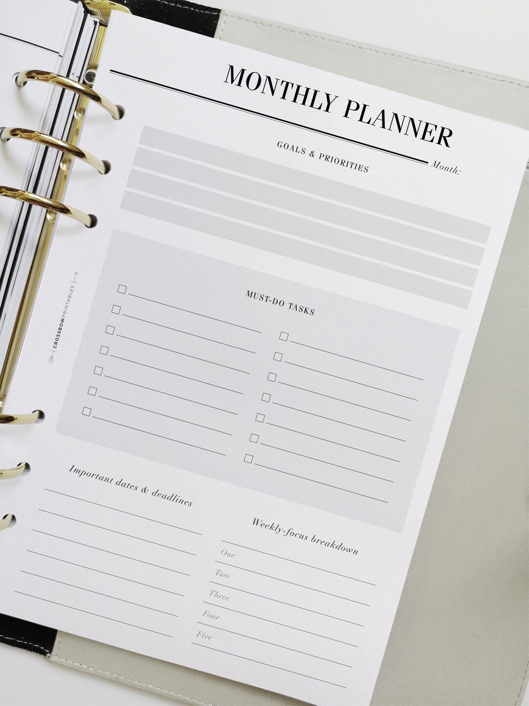 PRINTABLE Personal Wide Monthly Planner Printable, Month at a Glance ...