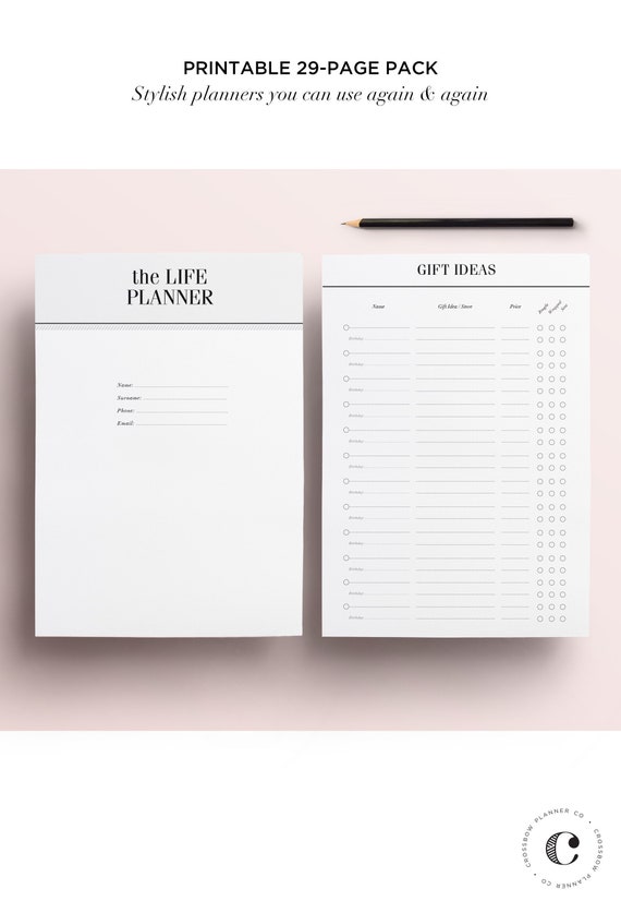 Life Planner Printable Habit Tracker Bucket List Gratitude - Etsy UK