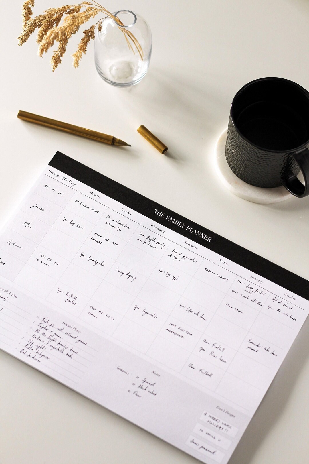 Weekly Family Planner Notepad | Minimal Family Weekly Calendar and ...