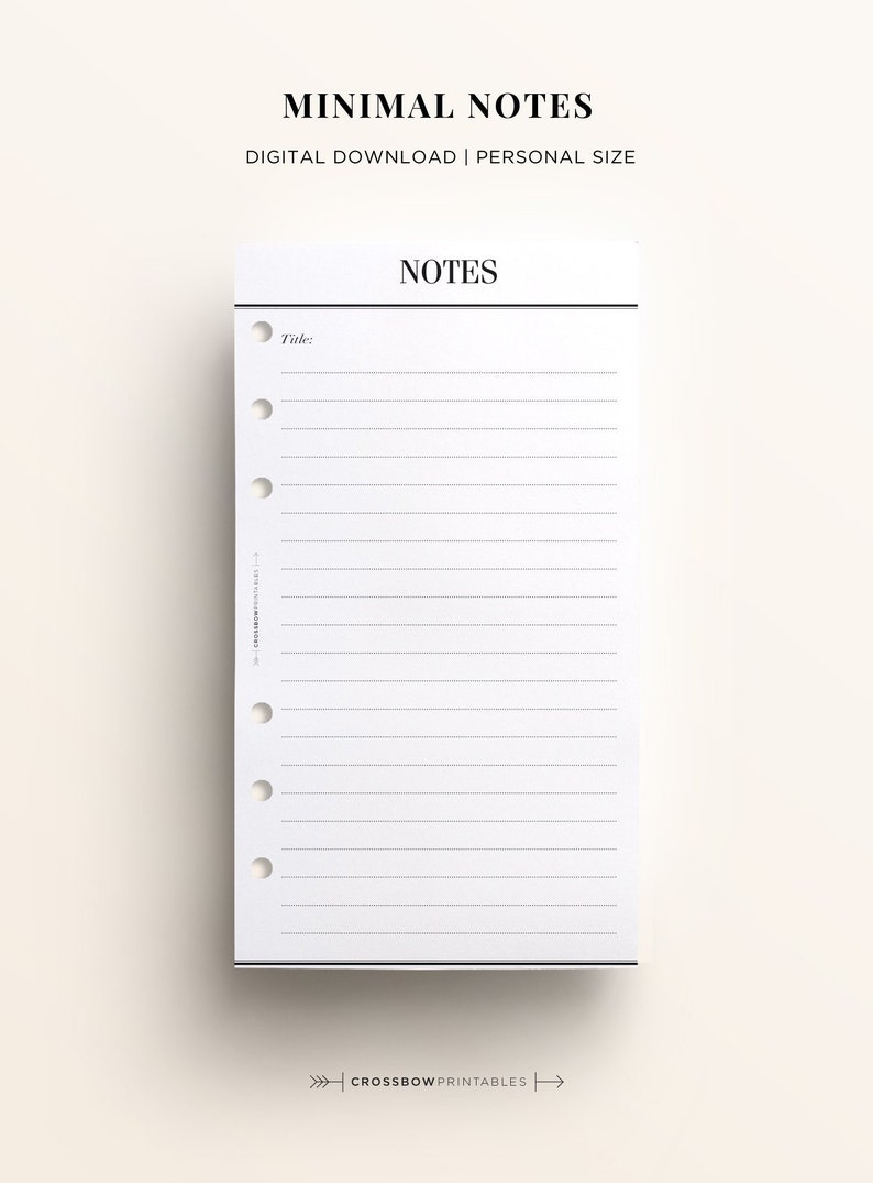 PRINTABLE PERSONAL Notes Minimal Planner Printables Personal | Etsy