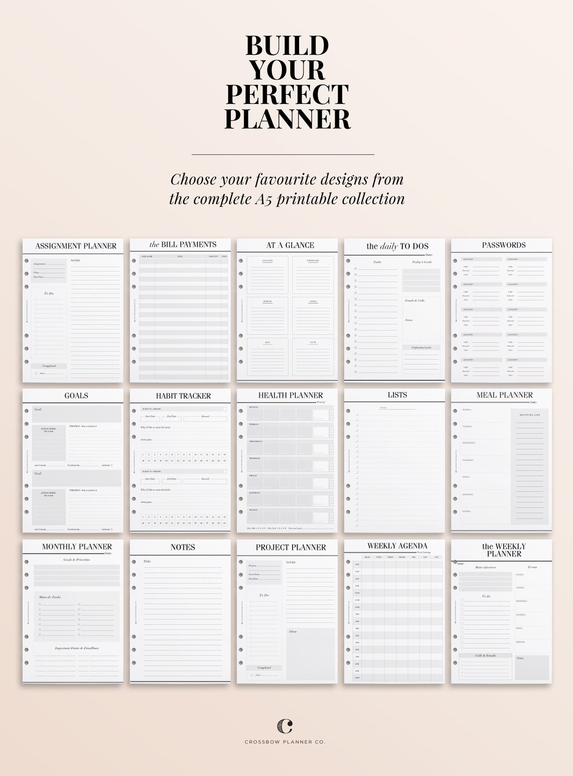 PRINTABLE A5 Weekly Planner Pages A5 Printable Week on Two - Etsy