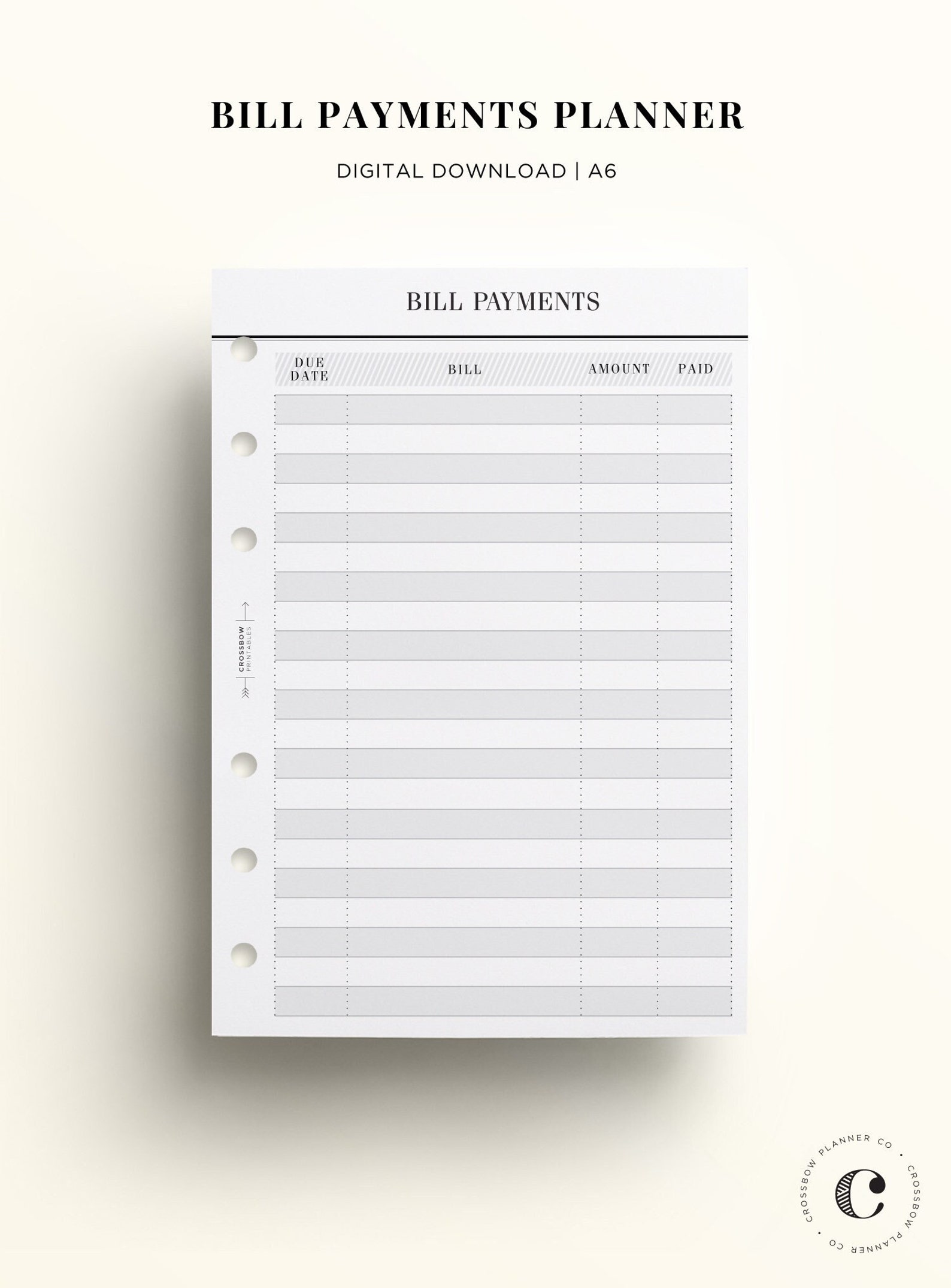 PRINTABLE A6 Bill Payments Printable Inserts A6 Bill Payment - Etsy