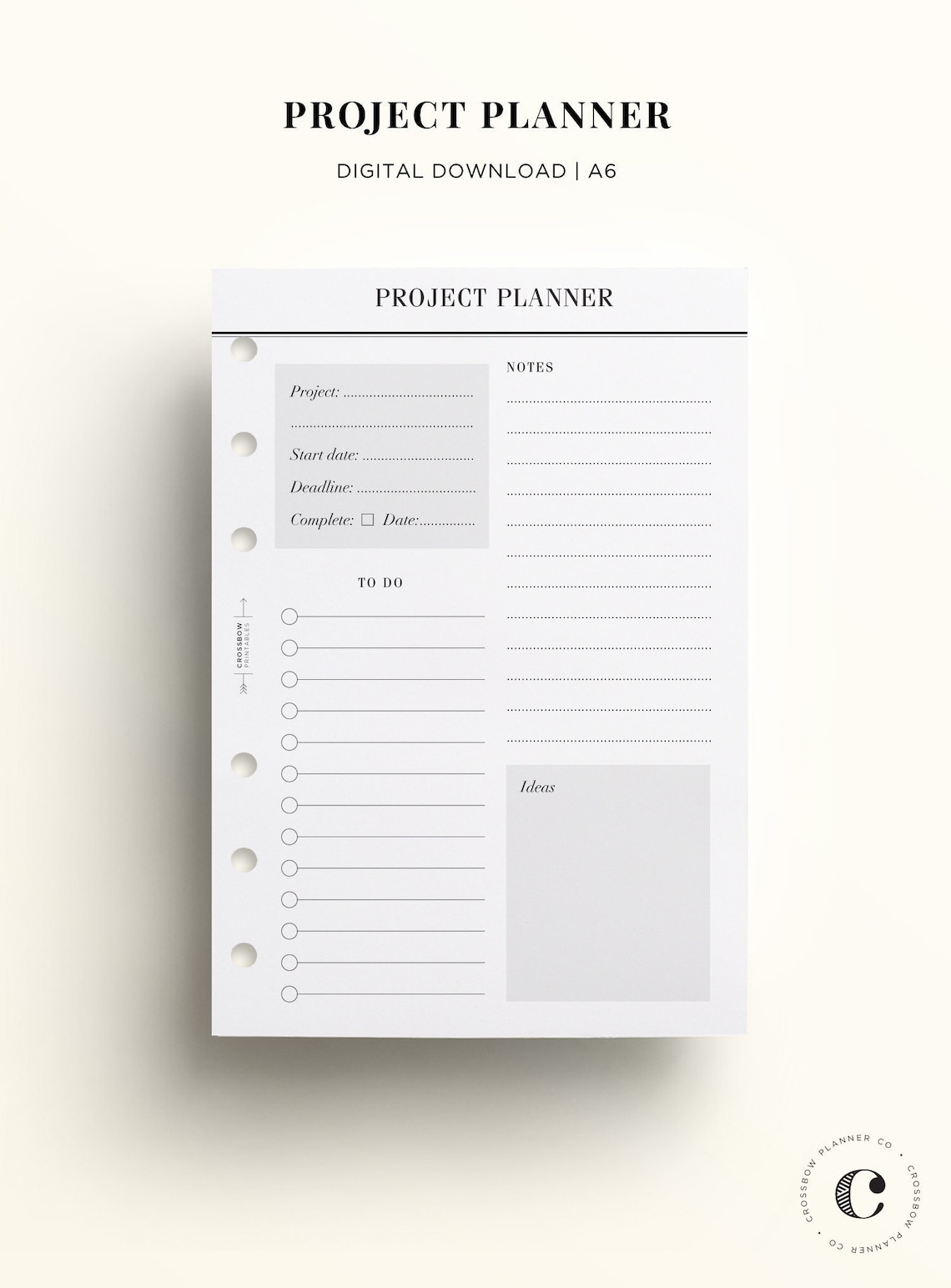 PRINTABLE A6 Project Planner Printable A6 Printable Inserts - Etsy UK