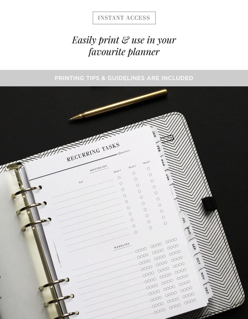 PRINTABLE A5 Recurring Tasks A5 Printable Inserts Weekly - Etsy