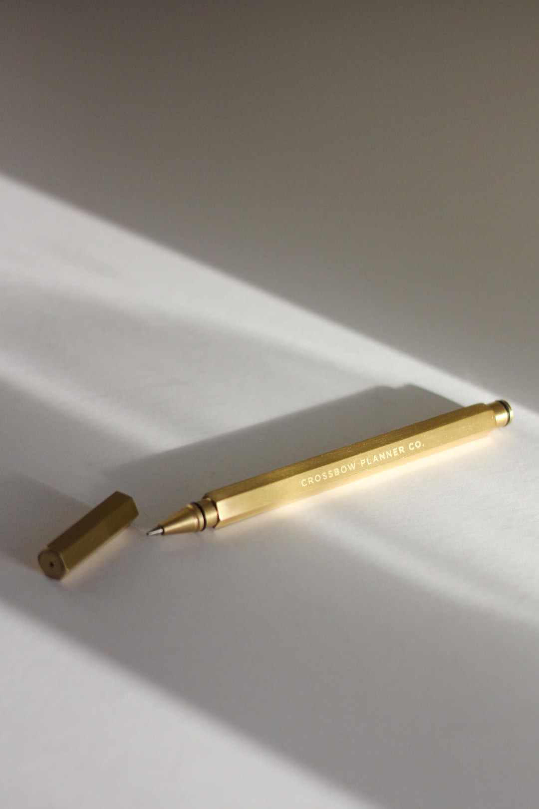 Gold Brass Pen | Refillable Hexagonal Planner Pen With Black Ink ...
