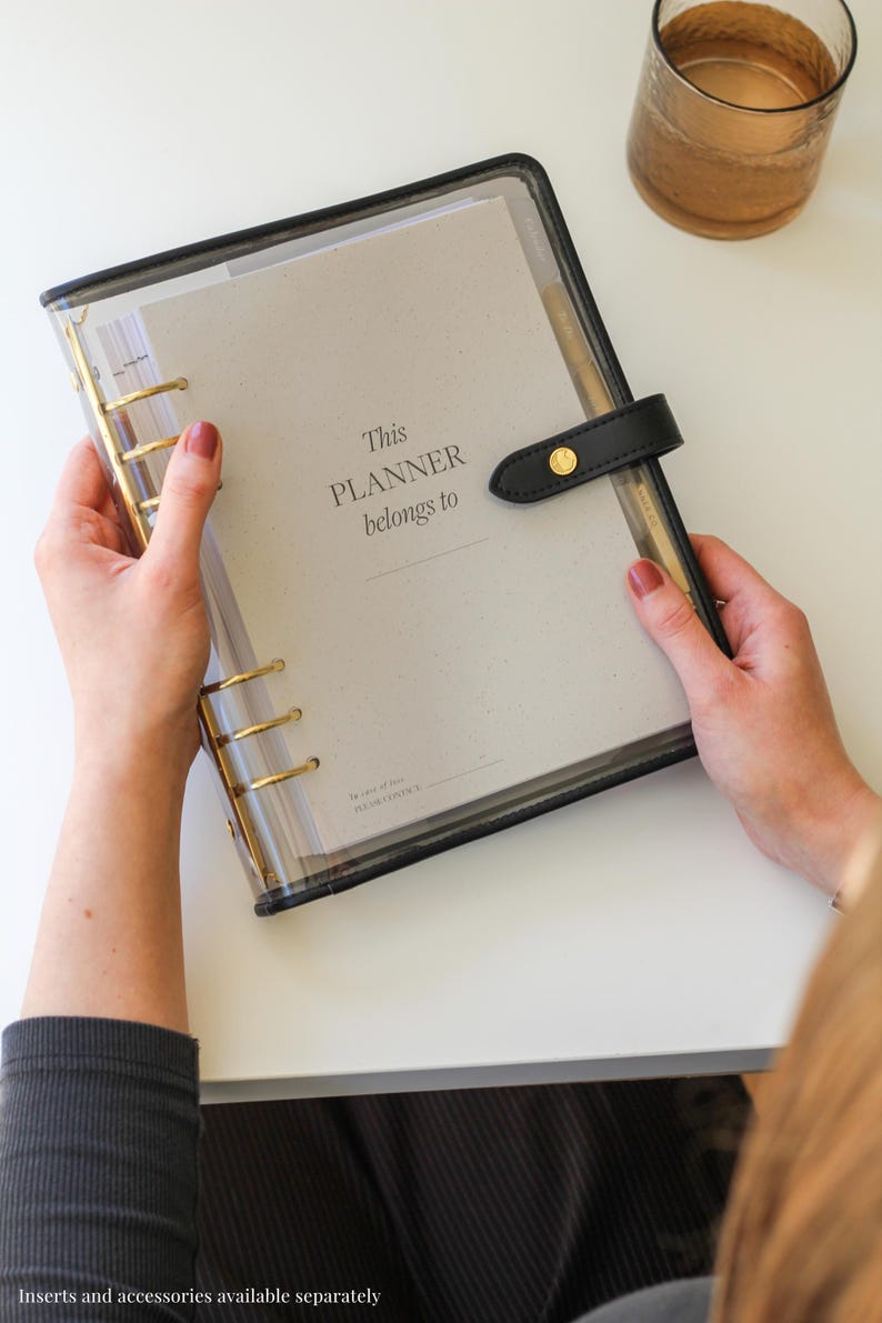 A5 Ring Binder Planner Cover | 'the Clear Classic' With Gold Rings | 6 ...
