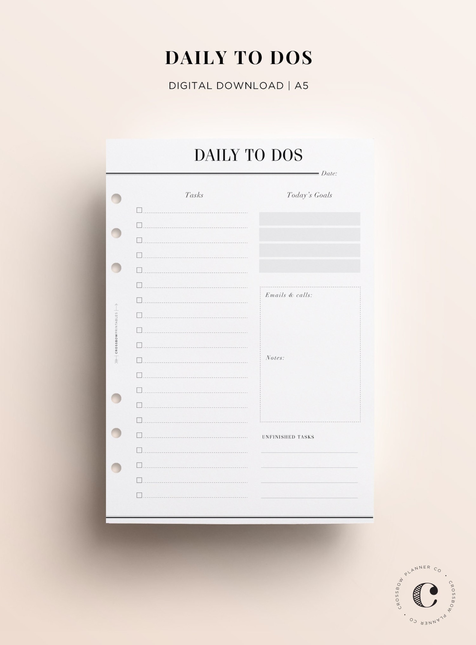 PRINTABLE A5 Daily to Do List A5 Daily Planner Printable - Etsy UK