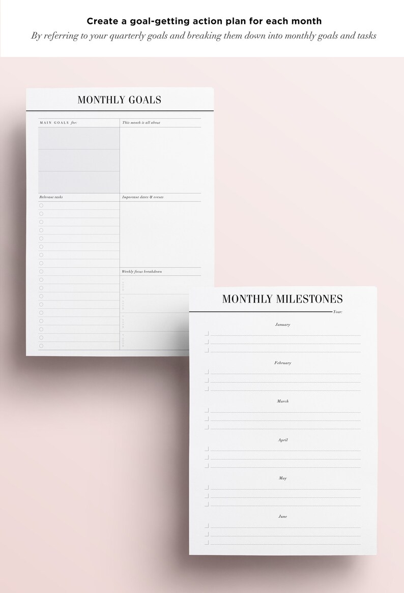 Goal Planner Printable Pages 20-page Printable Goals Journal - Etsy