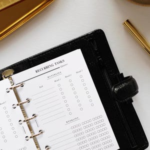 PRINTED Recurring Tasks Pocket Size Inserts, Monthly Task Checklist ...