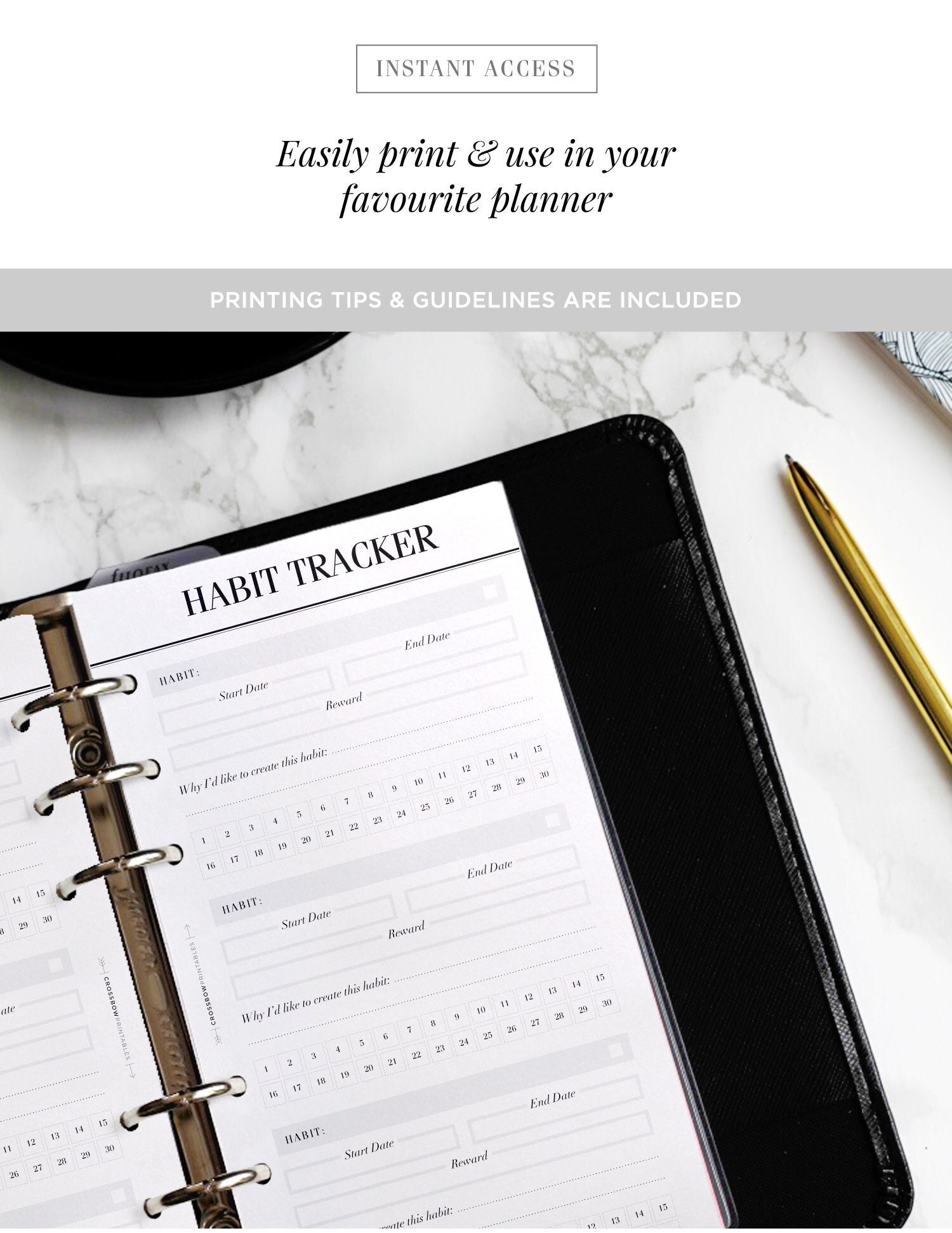 PRINTABLE PERSONAL Habit Tracker Printable Personal Size | Etsy