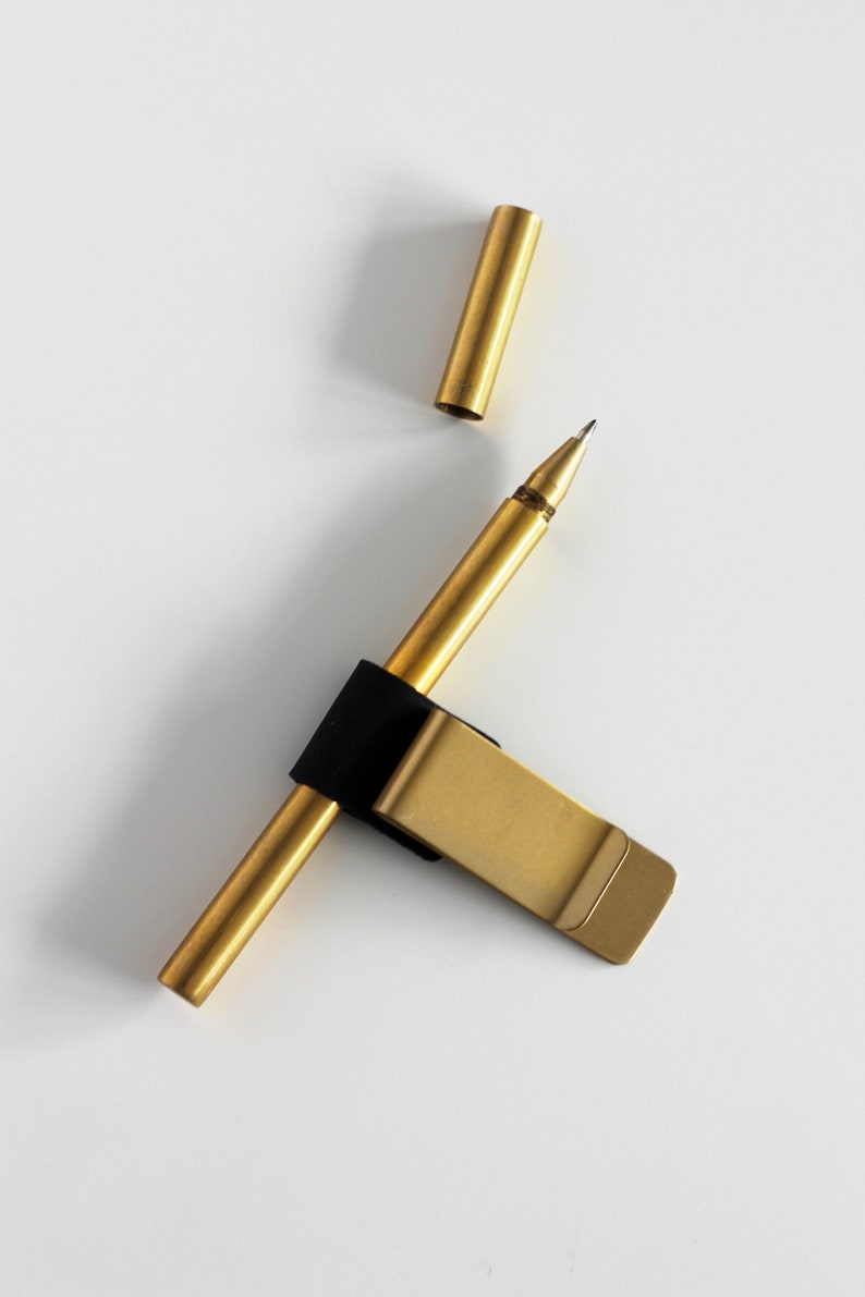 Pen Holder With Brass Clip Pen Loop for Planners Notepads - Etsy
