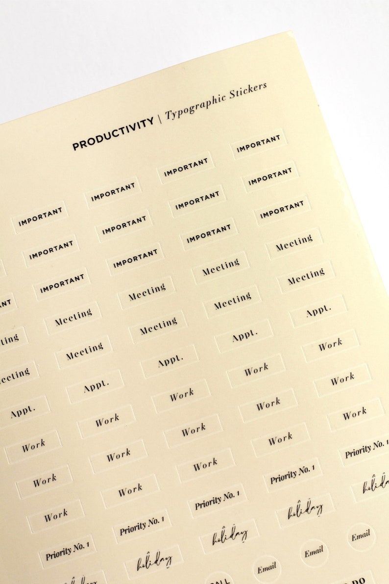 Clear Typographic Sticker Set Transparent Planner Stickers - Etsy