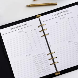 PRINTED Recurring Tasks A5 Size Inserts, Monthly Task Checklist, Weekly ...