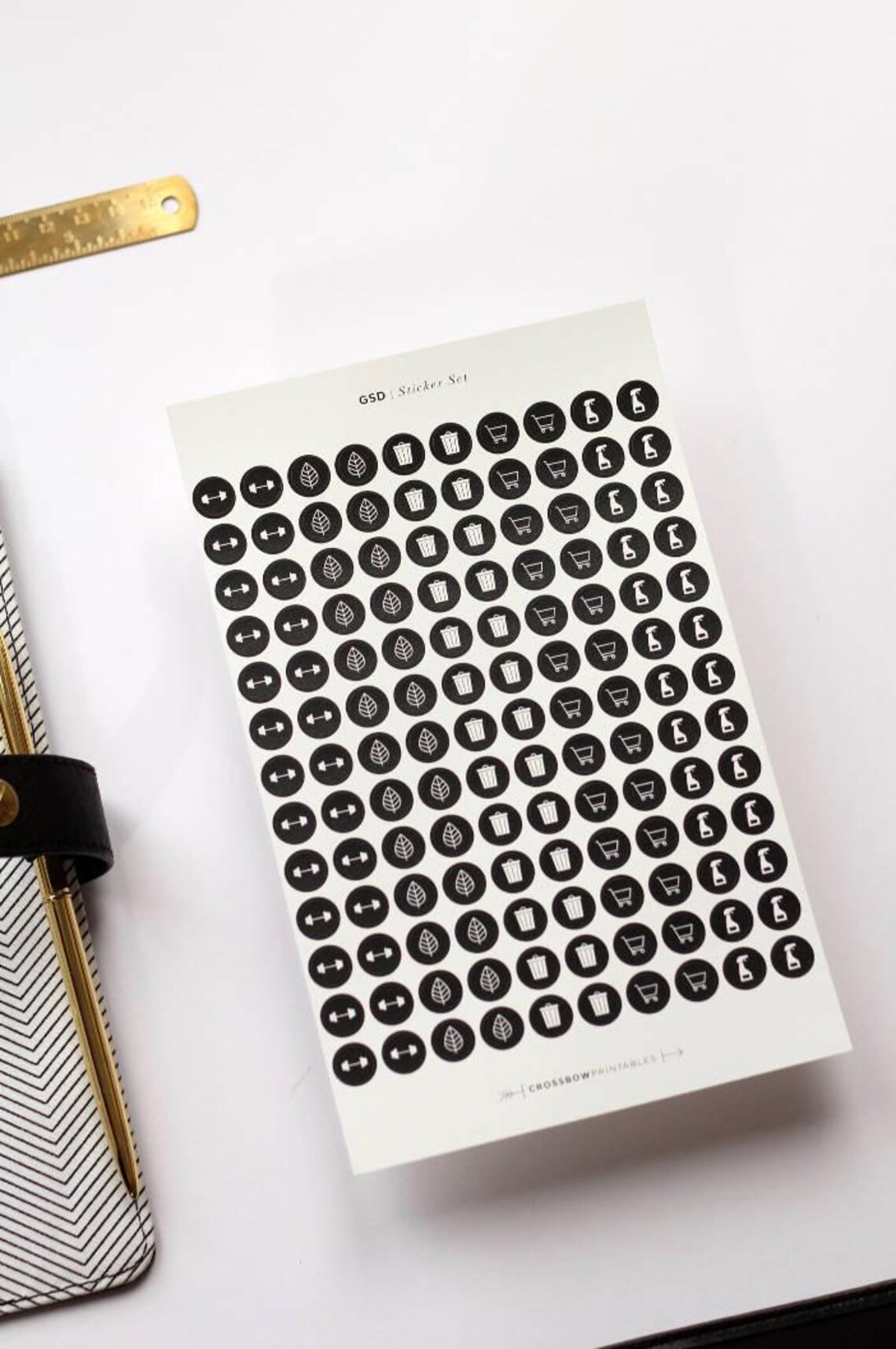 Daily Tasks Mini Icon Stickers - Black Tasks Sticker Set - Weekly Task ...