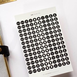 Daily Tasks Mini Icon Stickers - Black Tasks Sticker Set - Weekly Task ...