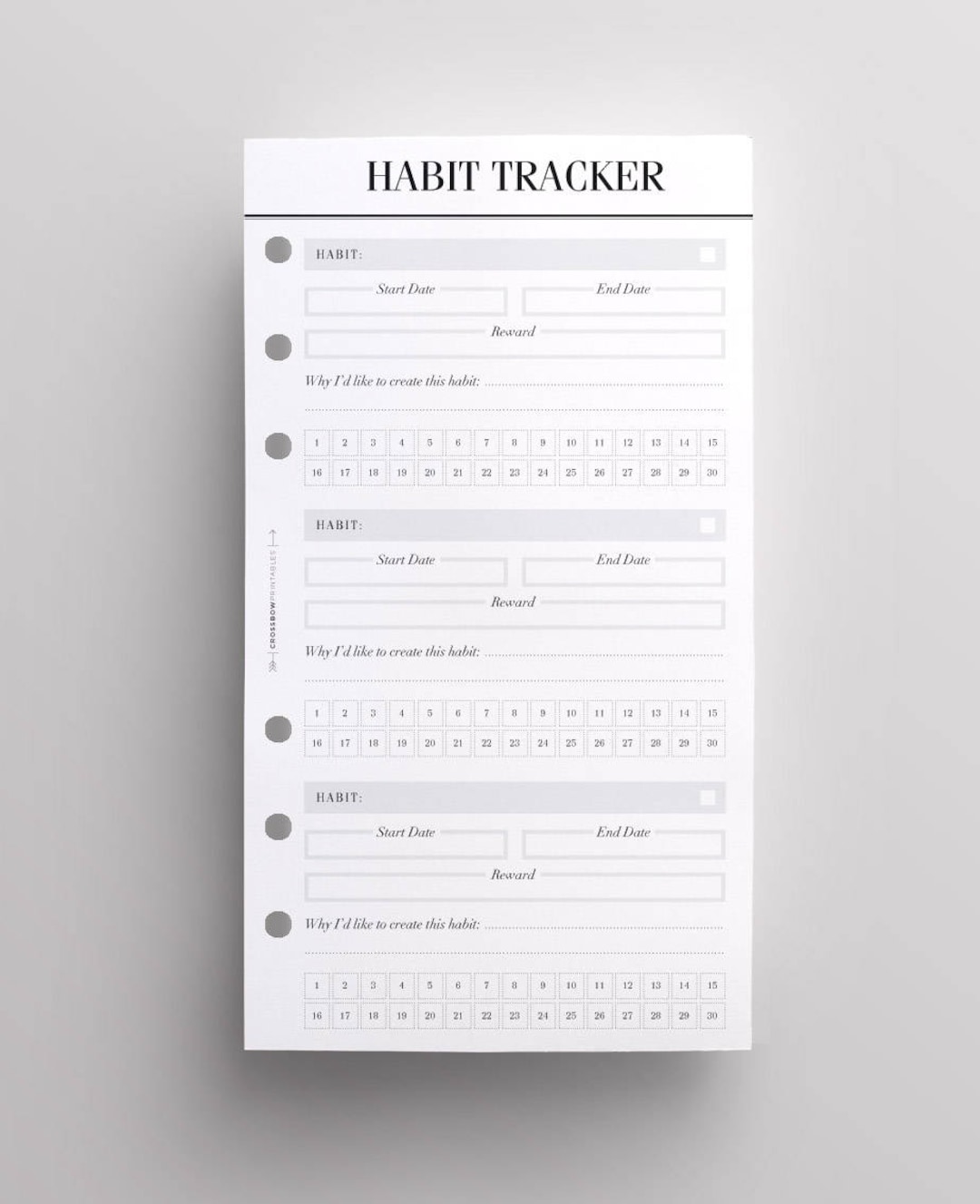 PRINTED Habit Tracker Pages Printed Personal Planner Inserts Printed ...