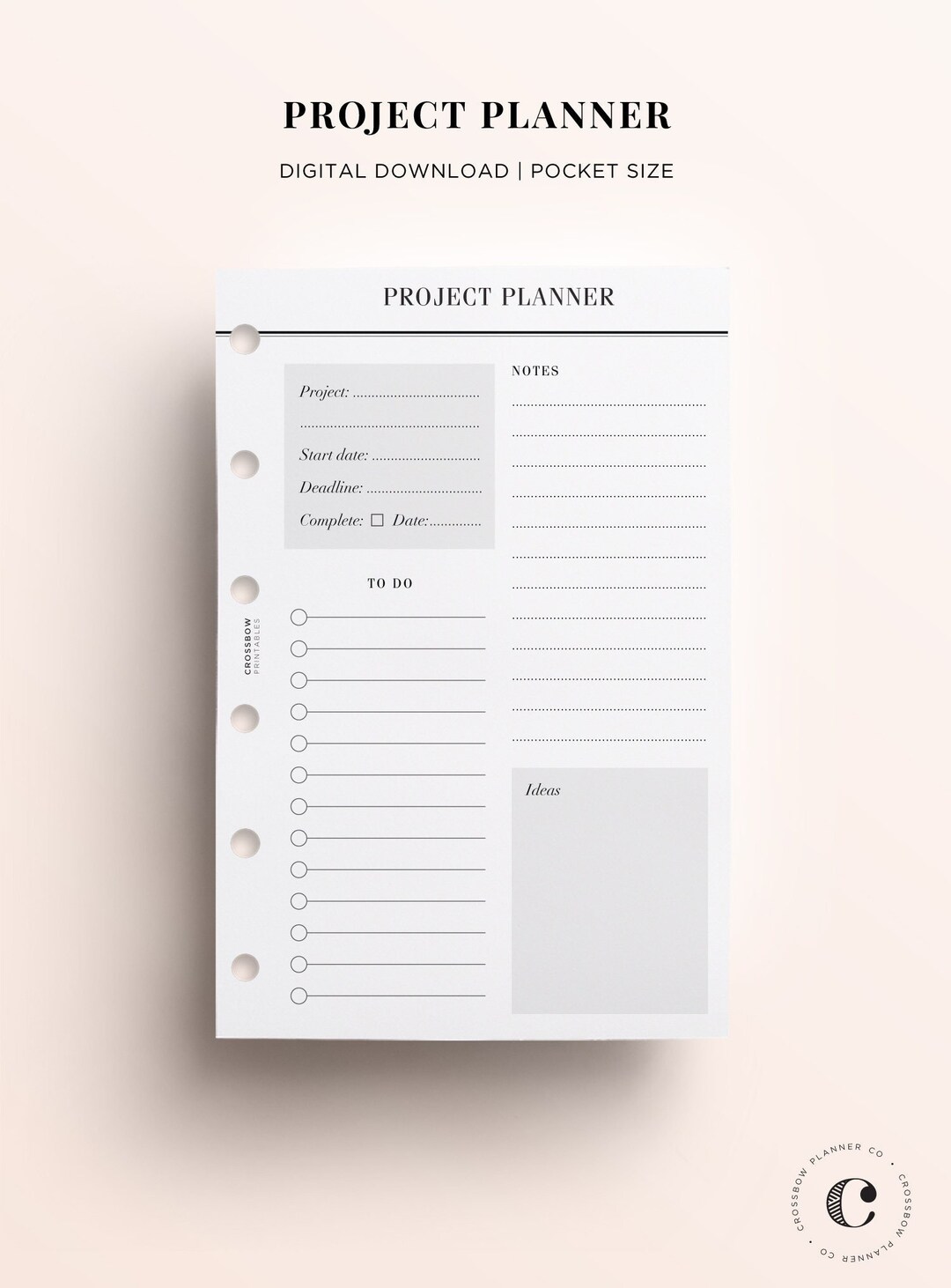 POCKET PRINTABLE Project Planner Printable, Pocket Printable Inserts ...