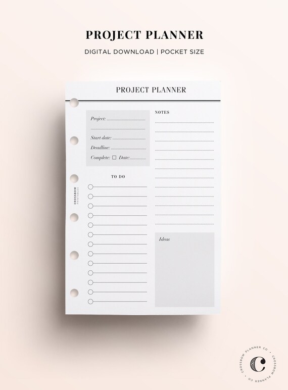 POCKET PRINTABLE Project Planner Printable Pocket Printable | Etsy