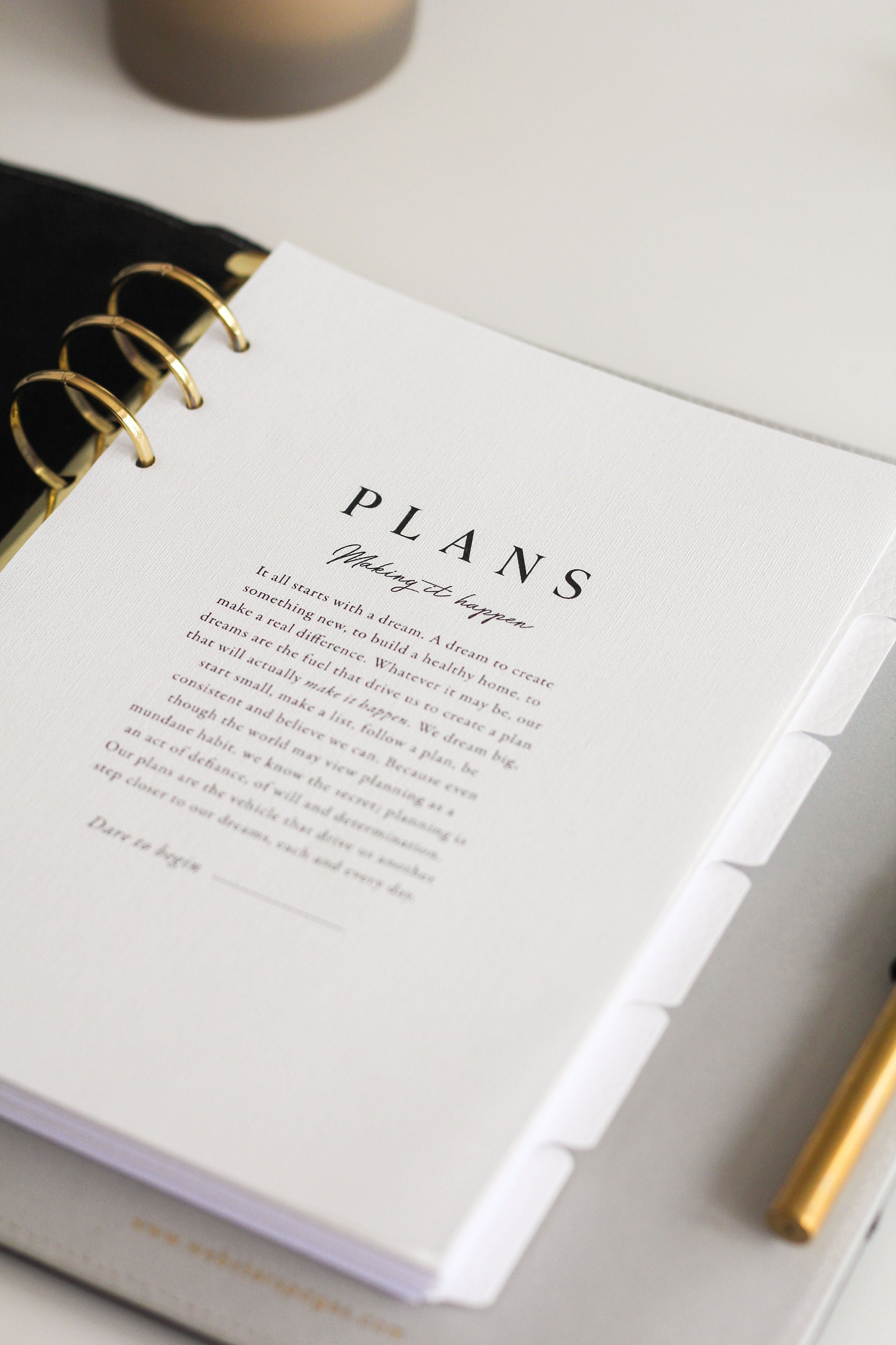 Sheer Linen Planner Dashboard: 'plans' | Luxe Minimal A5 Planner ...