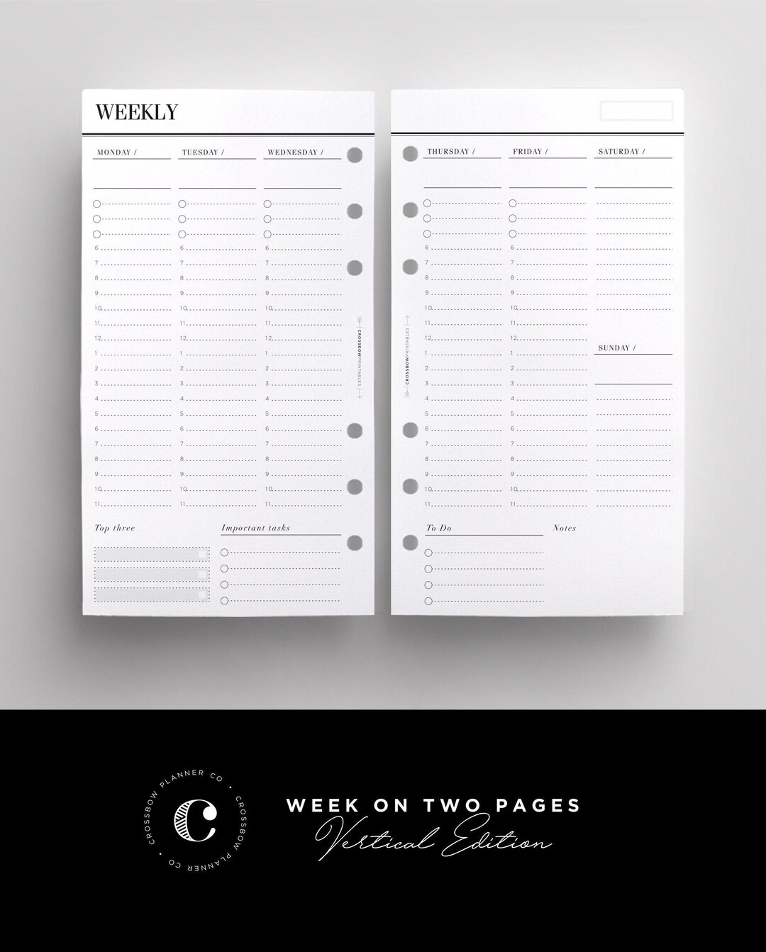 PRINTED WO2P Vertical Edition | Personal Size Weekly Planner Inserts ...