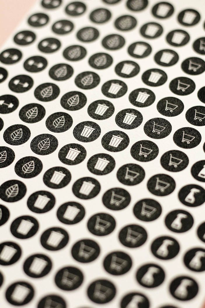 Daily Tasks Mini Icon Stickers Black Tasks Sticker Set | Etsy
